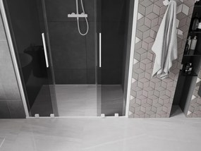 Mexen Velar Duo, posuvné sprchové dveře do otvoru 150 cm, 8mm šedé sklo, bílá matná, 871-150-000-42-20
