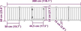 vidaXL Zábrana pro psy s dvířky skládací 6 panelů 300 cm jedle [352285] Barva: Přírodní