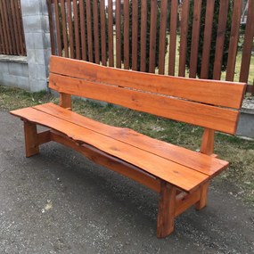 KULHÁNEK Zahradní lavice s opěradlem - rustikální Délka: 210 cm, Odstín nátěru: olej - teak