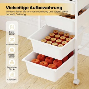 Costway Pojízdný zásuvkový vozík s 4 zásuvkami z plastu – 37 × 32,5 × 71 cm