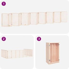 Zábrana pro psy s dvířky skládací 15 panelů 750 cm topol 3155534