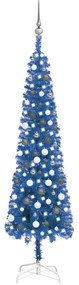 Úzký vánoční stromek s LED a sadou koulí modrý 210 cm,  3078119 HangarStore.cz