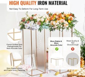 10KS 80 cm vysoký svatební stojan na květiny, s akrylovým laminátem