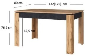 Rozkládací jídelní stůl Nella (dub wotan + matera) (pro 4 až 6 osob). 1053104