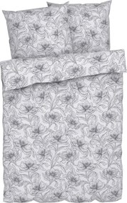 Livarno home Ložní povlečení Renforcé, 200 x 220 cm, 70 x 90 cm (květiny/bílá/šedá)