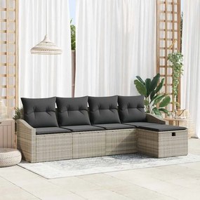 Set pohovek 5 ks Světle šedá polyratan 3359261