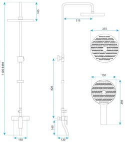 Sprchový komplet REA BLOOM bílá/zlatá