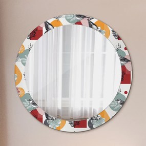 Kulaté dekorativní zrcadlo Abstrakce s ptáky fi 80 cm