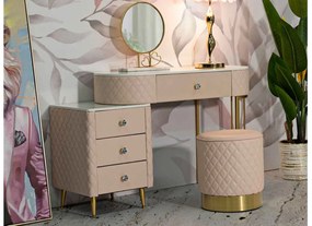 Designový toaletní stolek s taburetkou Pembroke růžový