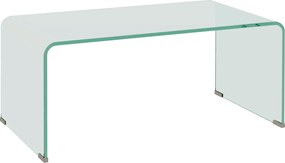 HOMCOM Průhledný Skleněný Kávový Stolek Obdélníkový Moderní Design Temperované Sklo s Bezpečnými Zaoblenými Okraji 80 x 45 x 35 cm | Aosom
