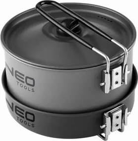NEO TOOLS 63-145 šedá / Sada nádobí 3v1 / hliník / hrnec / pánev / kon