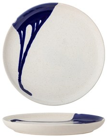 Modro-bílý kameninový talíř Bloomingville Okayama 21 cm