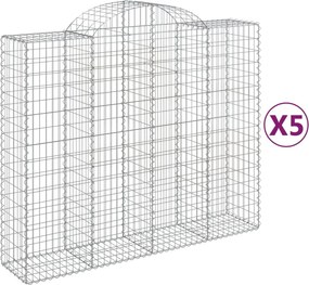 Klenuté gabionové koše 5 ks 200x50x160/180cm pozinkované železo 3146386