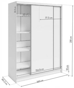 Šatní skříň DENVE 160x218x60,3 cm šedá