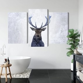 Vícedílný obraz Jelen V Zimním 3D Lese Nedostatek Nedostatek Plátno Canvas 120x80