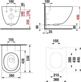 Závěsné WC + prkénko MIO + tlačítko DUAL + podomítkový modul + podložka