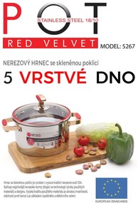 Elmich Nerezový hrnec na indukci s poklicí RED VELVET - 24 cm