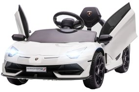 HOMCOM dětské elektrické autíčko 12V s dálkovým ovládáním 2.4G, MP3 přehrávačem, klaksonem a světlem pro děti od 3-5 let, bílé elektrické vozidlo | A…