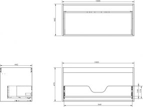 Mexen Box-A, závěsná skříňka 100 cm, 1 zásuvka, grafitová matná, 91AX0-1000-470-1-66