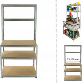 Kovový pracovní stůl, dílenský regál, garážový pracovní stůl 196x110x60