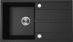 Kuchinox Viti, 1-komorový granitový dřez 760x440x175 mm + sifon, černá skvrnitá, LAV-SBX_711Y