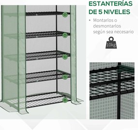 Outsunny 5-úrovňový Zahradní Skleník Pevný Skleník s 1 Rolovacím Zipem, Anti-UV, Rozšířený Design a Police pro Pěstování Rostlin a Květin 90x49x193 c…