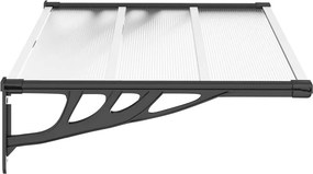 Vchodová stříška černá a průhledná 122 x 90 cm polykarbonát 153683