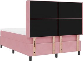 Postel s boxspringem s čelo Růžová 160 x 200 cm samet 3342019