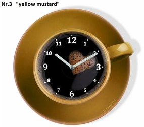 Designové nástěnné hodiny ve tvaru šálku kávy Ružová