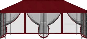 Altán s bočními stěnami 6 x 3 m Vínová Polyester a ocel 190 gsm 3376004