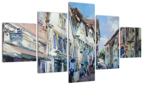 Obraz - Ulička starého města, akrylová malba (125x70 cm)