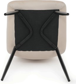Jídelní židle THEA - krémový samet / černé kovové nohy