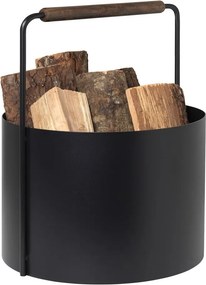 Černý kovový koš na palivové dřevo Blomus Fireplace