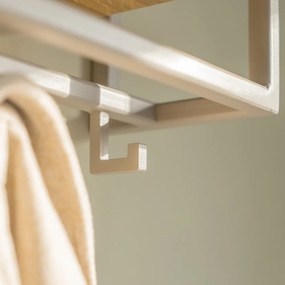 Nástěnný věšák z dubového dřeva v přírodní barvě/taupe s poličkou 118 cm School – Spinder Design