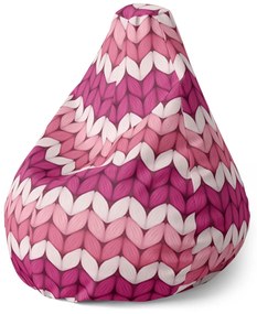Sablio Sedací vak Pear Střídajíci růžové pletení - 70 x 95 x 15 cm