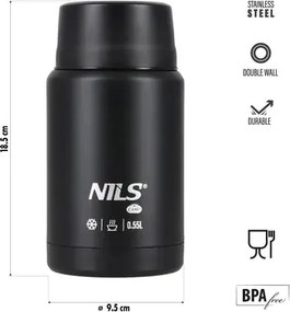Nils Camp NC3807 černá / Termoska na jídlo / 550 ml / nerez