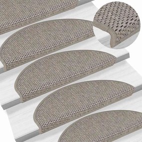 Samolepicí nášlapy na schody sisal 15 ks 65x21x4 cm stříbrné 326871