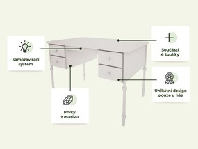 Dětský psací stůl se šuplíky BABUSHKA bílý