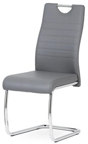 Jídelní židle DCL-418 GREY, šedá koženka, chrom
