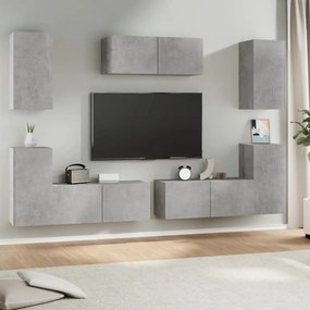 7dílný set TV skříněk betonově šedý kompozitní dřevo 3114305