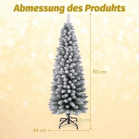 Costway Umělá tužka na vánoční stromeček 150 cm vánoční stromeček se sněhově