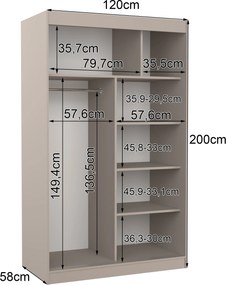 ADRK Furniture Posuvná skříň se zrcadlem REWENA 120 SW-REW-K-120