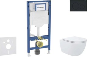 SANITINO - Set předstěnové instalace, klozetu Oudee a Slim sedátka softclose, tlačítko Sigma20, matná černá/černá SANI11CA5188