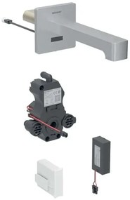 Geberit Brenta - Elektronický umyvadlový ventil pod omítku, pro studenou vodu, bateriové napájení, easy to clean, kartáčovaná nerez 116.273.SN.1