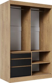 ADRK Furniture Posuvná skříň se zrcadlem HAIDAR 140 ADRK-SW-HAI-140-LB