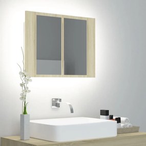 LED koupelnové zrcadlo dub sonoma 60 x 12 x 45 cm akrylové