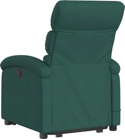 Zvedací masážní polohovací křeslo tmavě zelené textil 3203996
