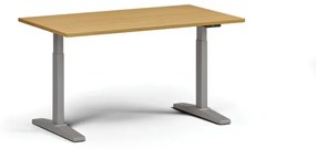 Výškově nastavitelný stůl, elektrický, 675-1325 mm, deska 1400x800 mm, šedá podnož, buk