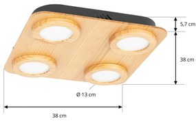 Lindby Joren LED bodovka dřevo čtyři zdroje kulaté