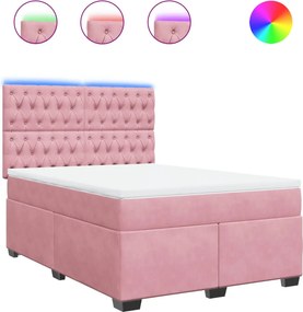Box spring postel s matrací růžová 160x200 cm samet 3293265